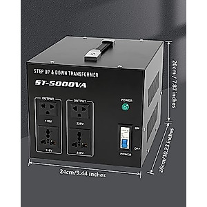 Voltage Converter Transformer 5000W Watt Heavy Duty Step Up/Down 110V to 220V Home Commercial Voltage Converter