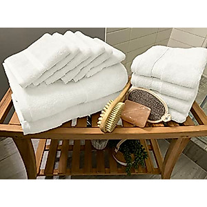American Choice Luxury Spa Towel Set, Made in The USA, 100% US Grown Cotton | Absorbent & Soft (6 Piece Wash Towel Set, Bright White)
