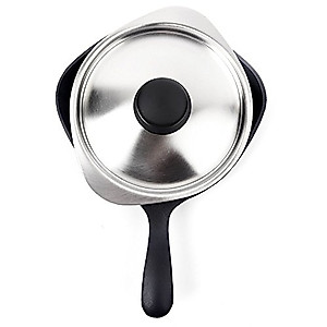 Sori Yanagi Nanbu Ironware Mini Bread with Simple Design That Can Be Served As It Is For Your Table, 6.3 inches (16 cm), Made in Japan, Stainless Steel Lid Included, Induction Compatible