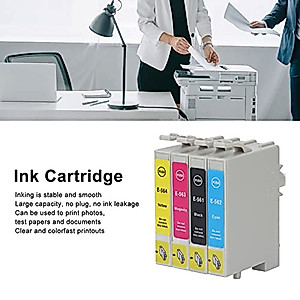 4PCS Ink Cartridge Colorfast Large Capacity BK C M Y Printer Ink Cartridge Combo Pack ABS Material for Printer Printing Documents (T0561/T0562/T0563/T0564)