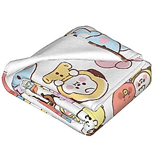 MULINSEN Kpop Blanket Cartoon Blanket Anime Ultra Soft Flannel Plush Throw Blanket Comfy Lightweight Blanket for Travelling Camping Living Room Sofa Bedroom Decor Gifts 50''x40''