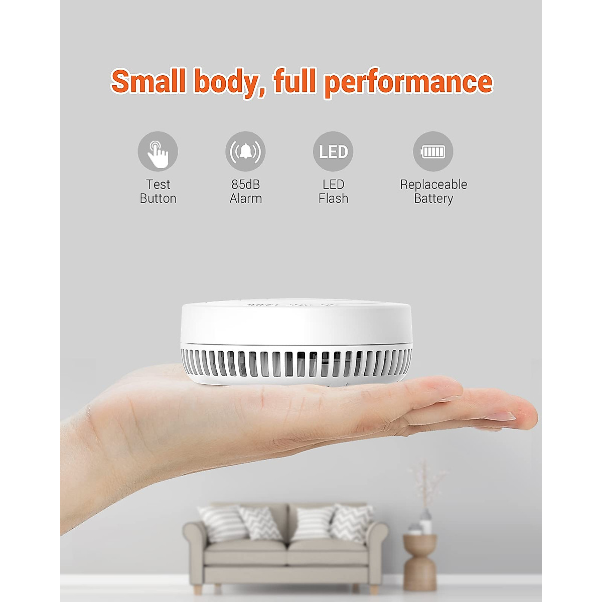 Jemay Smoke Detector Fire Alarm Battery Powered, Smoke Alarm with Advanced Photoelectric Technology, Smoke Detectors with LED Indicator & Silence Button. Fire Safety for Home and Bedroom, 5 Pack