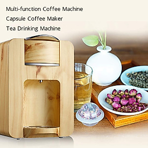 KELUNIS Italian Capsule Coffee Machine, Espresso Maker Fully Automatic 19Bar High Pressure DIY Drink Tea Machine Wood Grain Shell