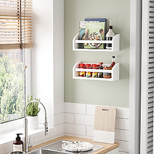 Wallniture Lissa Wall Shelf Wood Wall Mounted White Bookshelf for Nursery Wall Decor, Kids Storage Organizer Set of 2