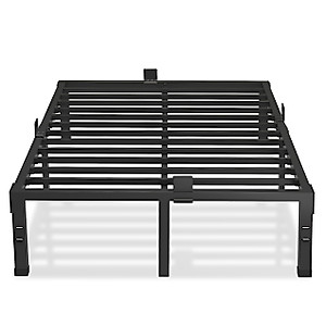 MAF 12 Inch Queen Bed Frames with Mattress Slide Stopper Black Heavy Duty Metal Platform Bed Frame Steel Slat Support, No Box Spring Needed, Noise Free, Easy Assembly