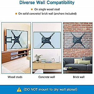 Huarui TV Wall Mount, Full Motion TV Mount for Most 14-55 Inch TV Slim Design 0.79-Inch Low Profile Flat Wall Mount Bracket Max VESA 400x400mm and Holds up to 90lbs