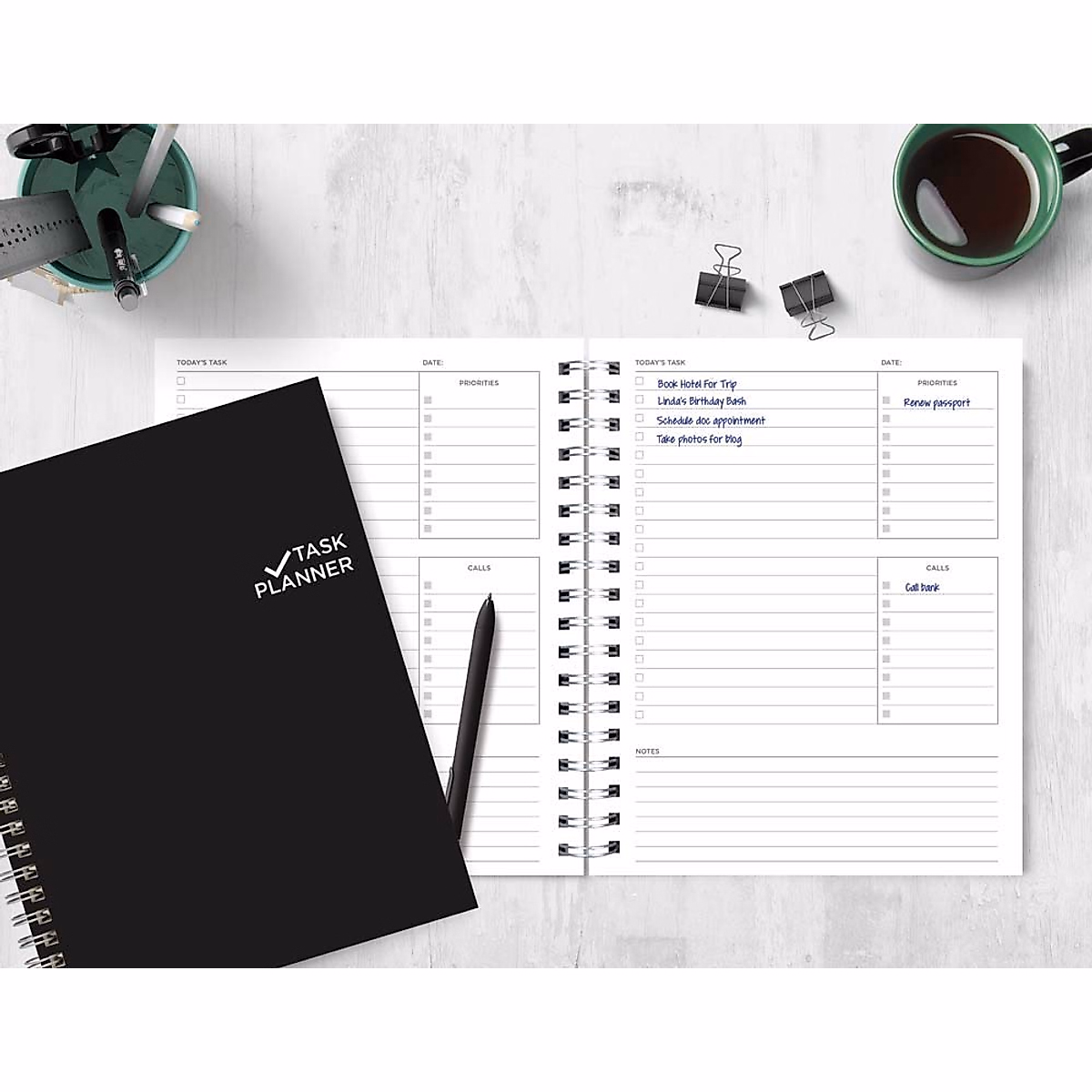 2022, Blueline Undated Task Planner, Duvet Laminated Cover, Black, 9.25" x 7.25", 270 Pages (B310.81)