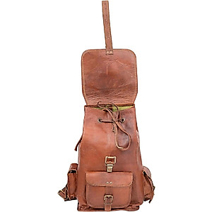 Shy Shy Let’s Touch The Sky Rustic Vintage Leather Backpack Travel Rucksack knapsack Daypack Bag for Men Women Brown (20 X 10 X 8 inches)