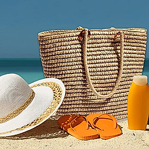 VSUVUR Women Large Woven Straw Beach Tote,Hand-Woven Straw Handbag, Handmade Weaving Shoulder Bag,Summer Beach Bag