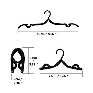 mubgo Folding Hangers Folding Hanger Rack Multifunctional Portable Travel Hanger Travel Outdoor Household Wardrobe Storage Rack Black 16pcs