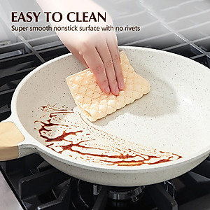 SENSARTE Nonstick Ceramic Frying Pan Skillet with Lid, 8 Inch Omelet Pan, Healthy Non Toxic Chef Pan, Induction Compatible Egg Pan with Heat Resistant Handle, PFAS-Free