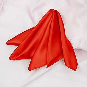 Geyoga 3 Pieces Halloween Satin Square Scarf Women Solid Color Neck Head Scarves Neckerchief for Women Girls(Red)