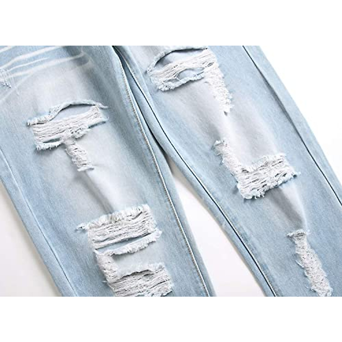 Liuhond Men's Ripped Distressed Destroyed Straight Fit Washed Denim Jeans Pants(3330Blue, 34)