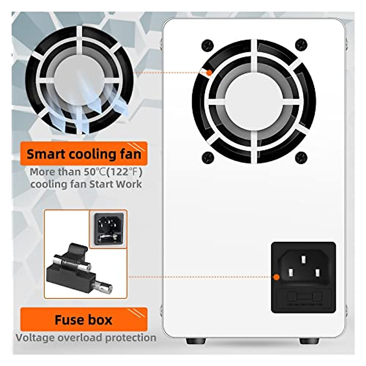 DC Power Supply, 120V 3A USB DC Switching Power Supply Lab Adjustable Voltage Regulator 30V 10A Stabilizer Switch Bench Power Source,Electroplating DIY(GU-SPS-C1203-White)