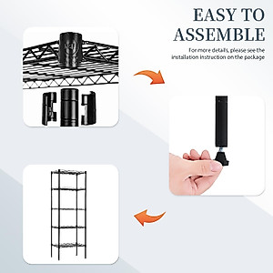 BestOffice 5-Shelf Storage Shelves, Adjustable Shelving Unit Wire Shelving Metal Shelves,11.8" D x 16.7" W x 47.6" H,Black