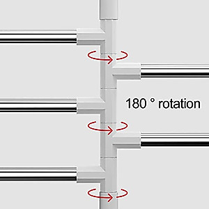 tinysiry Swivel Towel Rack, Wall Mounted Swing Out Towel Holder, 5-Arm 180° Rotation 12.4 Inch Multiple Towel Bar, Space Saving Self Adhesive Towel Holder Brushed Nickel for Bathroom Dual Layer