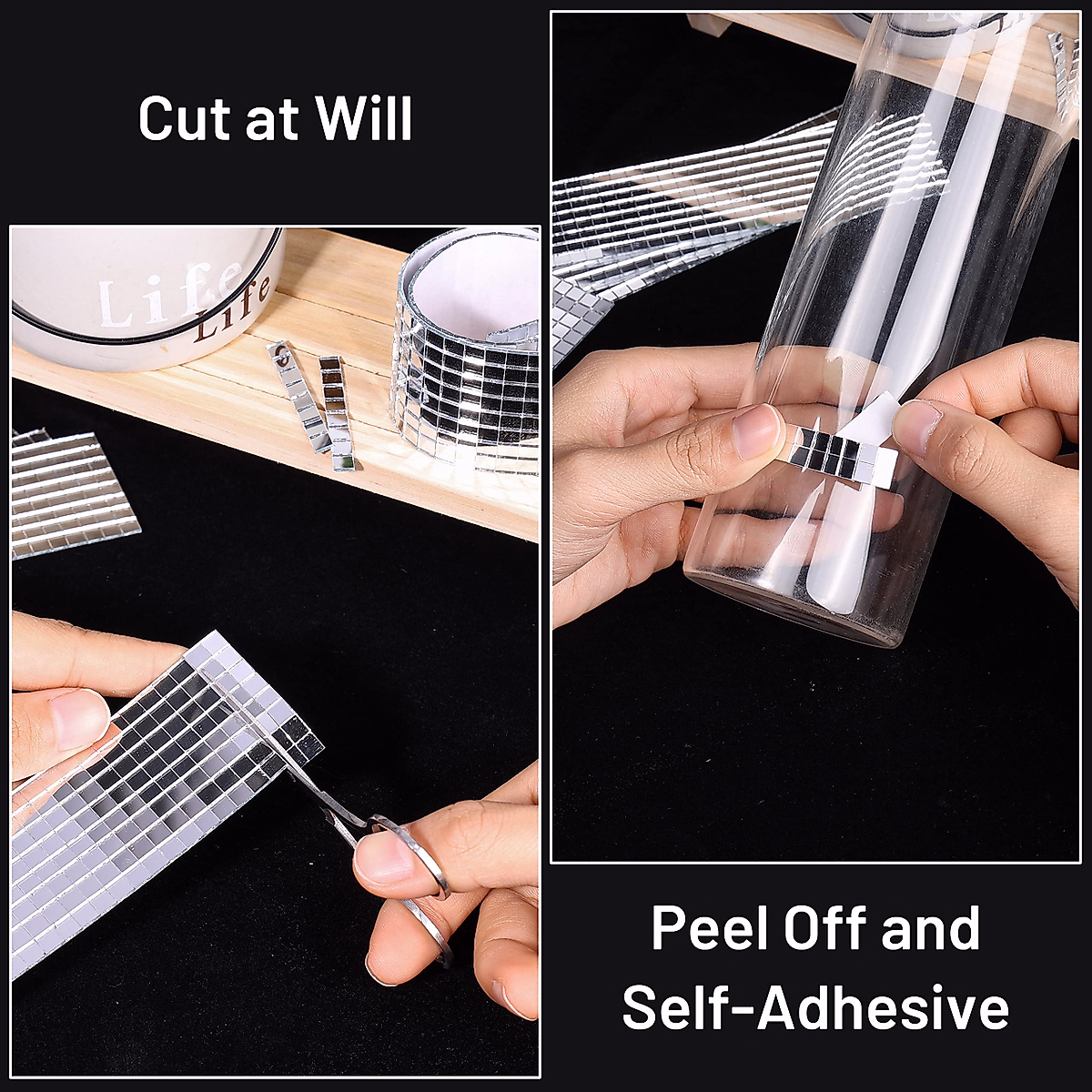 PP OPOUNT 4720 PCS Disco Ball Tiles, 5 x 5 mm Self-Adhesive Mirror Tiles for DIY Disco Balls, Mini Glass Tiles for Art Collage, Indoor Outdoor Craft Decoration(Silver)