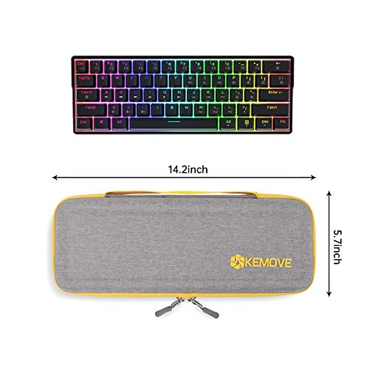 KEMOVE 61 Key Keyboard Case Hard EVA Keyboard Sleeve Travel Case Protective Pouch, Mechanical Keyboard Storage Carrying Case Compatible with 60% Gaming Keyboard