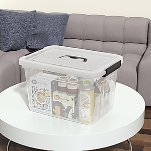 Ggbin 6 Pack Latching Storage Box, 20l Container Bin with Handle, Clear Plastic Storage Tote
