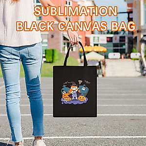 OKBA 10 pcs Sublimation Tote Bags,polyester tote bags for sublimation, DIY customization blank canvas tote bags 12.2 * 14.2 in (black)