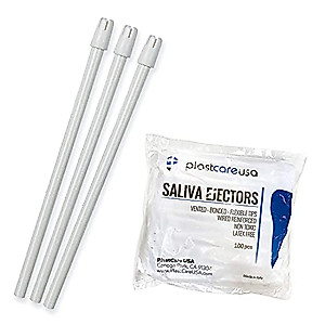 1000 Dental Disposable Saliva Ejectors, White Body White Tip, Evacuation Suction Tips (Case of 1000)