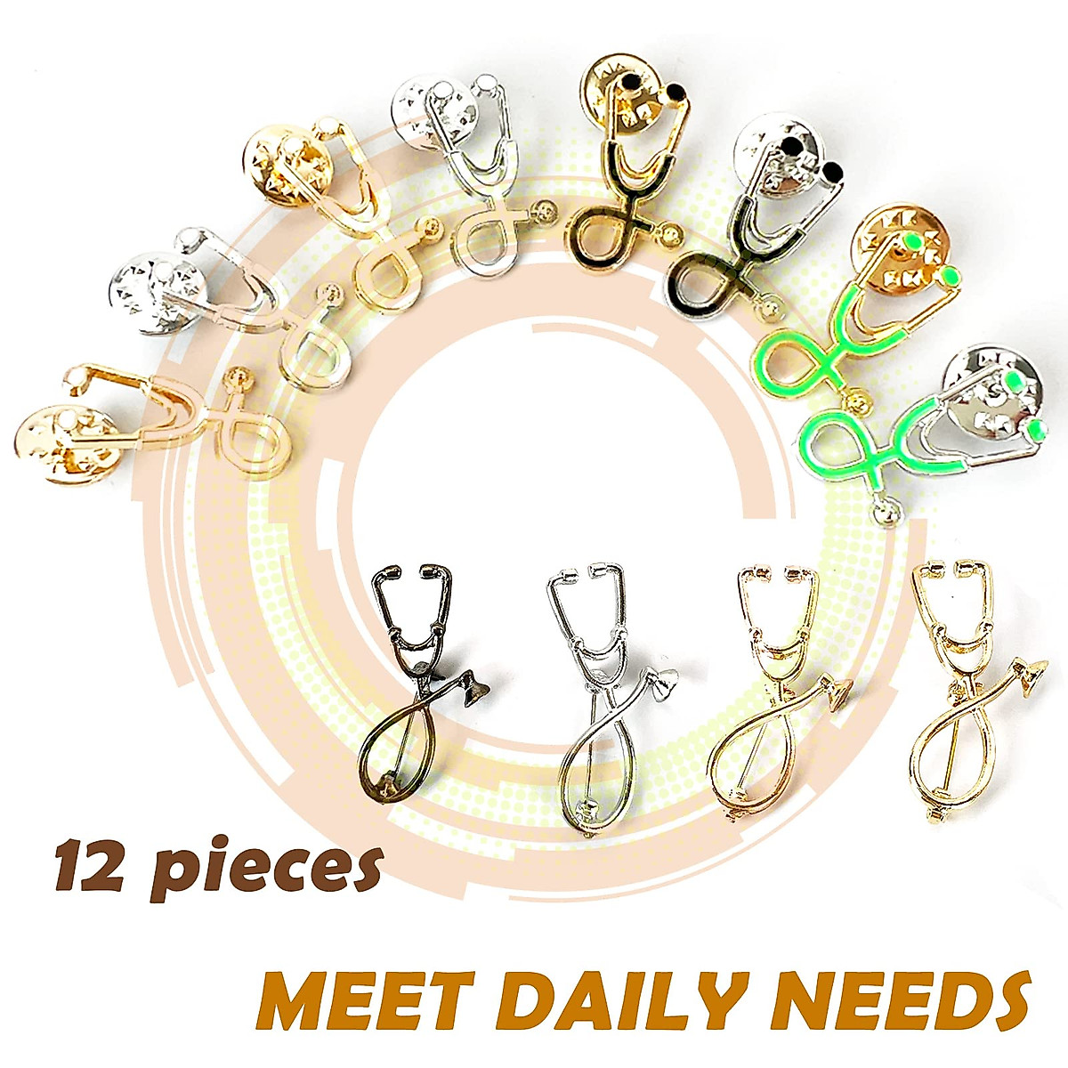 10 PCS Stethoscope Brooch Pins Nurse Doctor Pins Stethoscope Enamel Lapel Pin Schoolbag Pin Badges for Medical Students Clothing Bags Women Men Children Medical Assistant Gifts, Cartoon Jewelry Gift