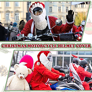 Shinymoon Christmas Santa Motorcycle Helmet Cover Nativity Helmet Cover Santa Claus Xmas Hat Decoration Accessories for Men Riding Bike Motorcycle Helmets, Helmet Not Included(Regular Style)