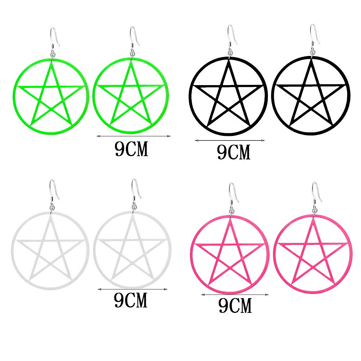 Large Black Pentagram Hoop Earrings for Women,Acrylic Hollow Stars Circular Earrings Bar Party Gifts