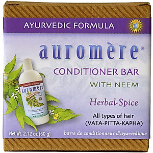 Auromere Ayurvedic Conditioner Bar for All Hair Types – Vegan, Non-GMO, Deep Moisturizing, Nourishing Herbal Formula with Neem, Zero Waste, Recyclable packaging (2.12oz solid bar), 1 Pack