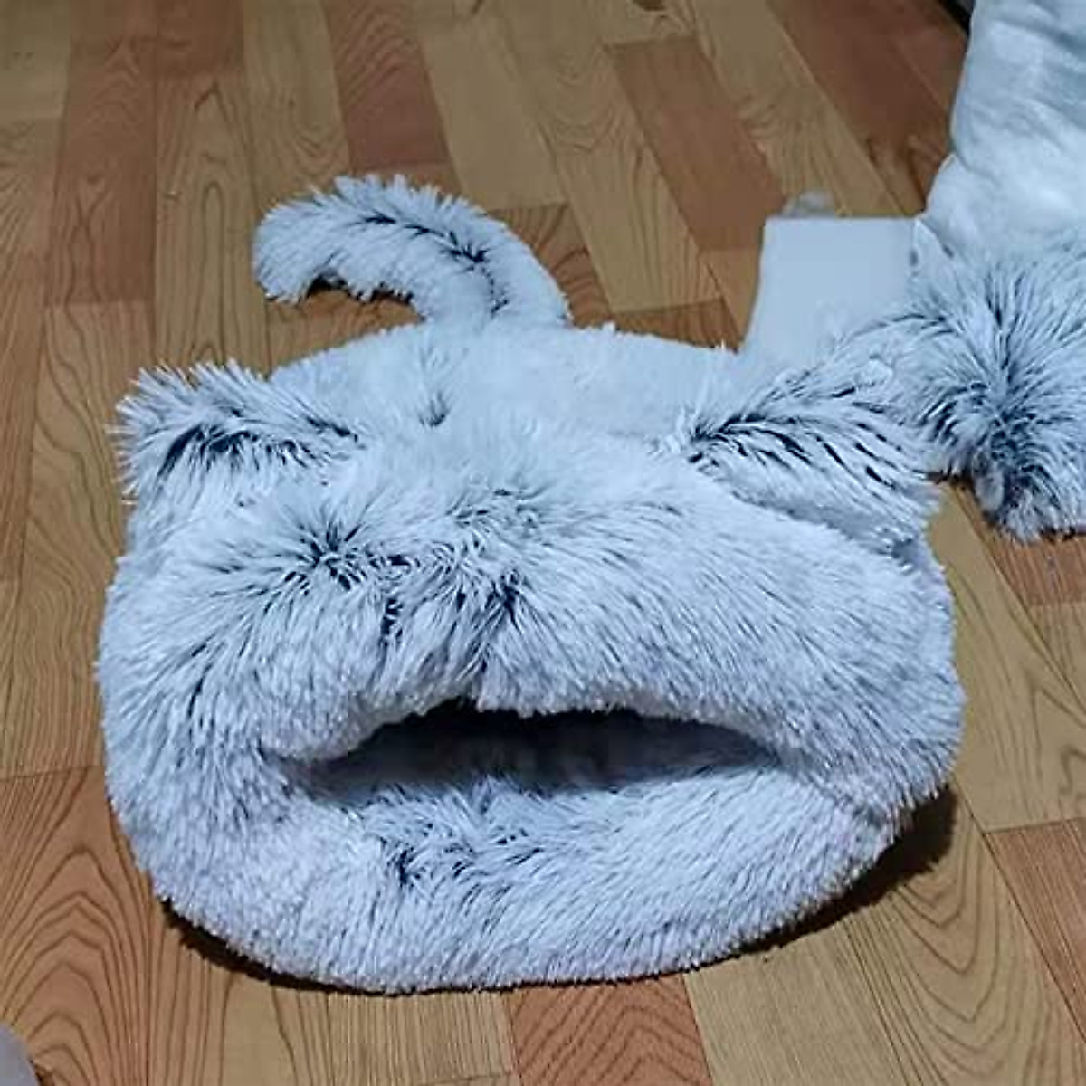 scy Soft Plush Pet Sofa Bed, Square Kennel Fluffy Plush Cat Dog Sofa Mat Dog Mats for Sleeping and Anti Anxiety Plush Soft Fluffy Pet Beds Pet Supplies Pet Nest Cushion (Color : Gray)