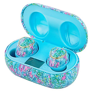 Lilly Pulitzer Bluetooth Earbuds with Protective Charging Case, Wireless Headphones (Best Fishes)