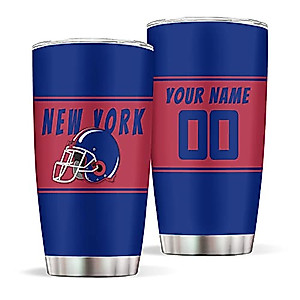 New York2 20 Oz Insulated Tumbler Coffee Mug Custom Name and Number Personalized Gift for Men Women Husband Fans