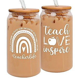 Teacher Appreciation Gifts for Women - Thank You Teacher Gifts, Teacher Gifts for Women - Gifts for Teachers Women - Teacher Valentines Day Gifts, Teacher Valentine Gift - 16 Oz Teacher Can Glass