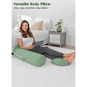 QUEEN ROSE Pregnancy Pillows, Cooling Body Pillow for Pregnancy Sleeping, F Shaped Maternity Pillow for Pregnant Women, Back & Belly Support, Pregnancy Must Haves, Green