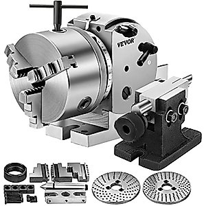 Mophorn Dividing Head BS-0 5Inch 3 Jaw Chuck Dividing Head Set Precision Semi Universal Dividing Head for Milling Machine Rotary Table Tailstock Milling Set (5 Inch Chuck)
