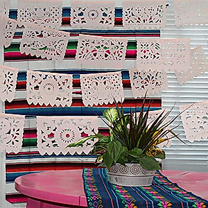 Mexican Party Banner, Papel Picado Banner, Over 60 feet long of Peach papel picado flags, Mexican tissue PAPER garland, Peach banners for fiestas, baby shower, Weddings, Quinceaneras, Birthdays, Fiesta party supplies ws75