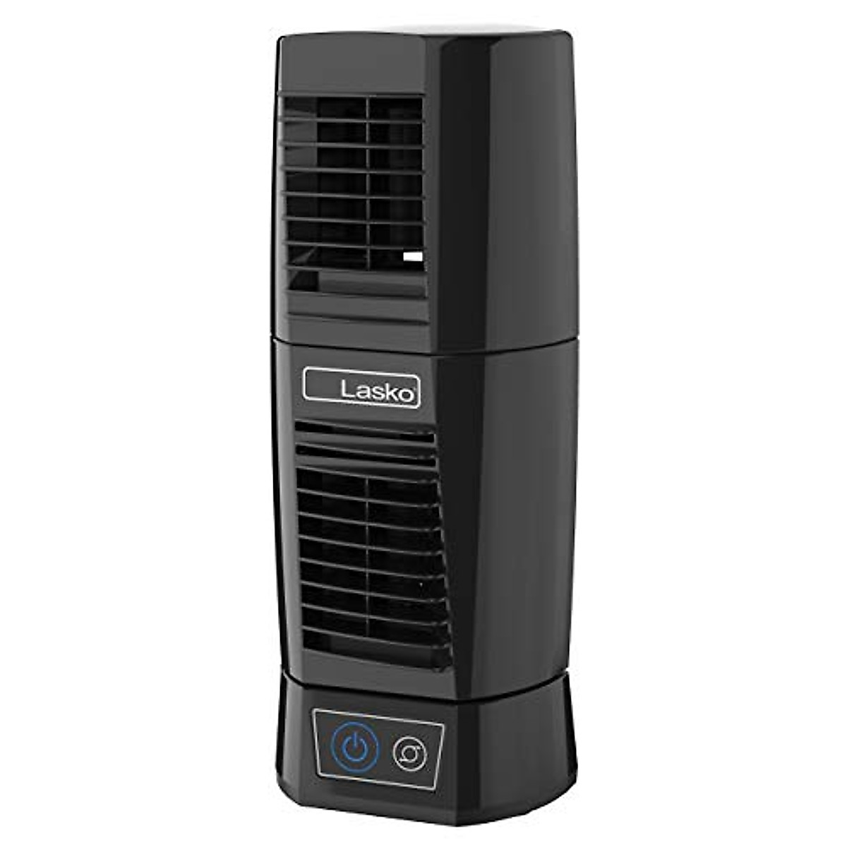 JAROFUREL Lasko T13310 Personal Oscillating Table Tower Fan – Small, Quiet, Portable, Electric Plug-In, Mini Desktop Fans for Staying Cool at Home and Office, Day and Night,Black