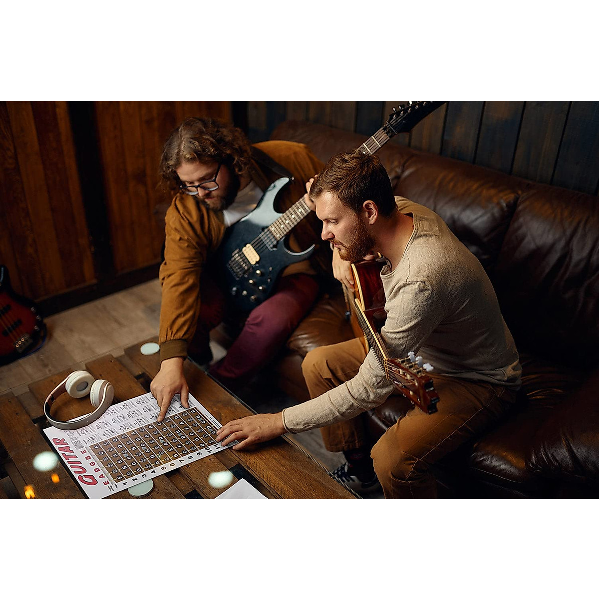 A New Song Music Laminated Guitar Chord & Fretboard Note Chart Instructional Easy Poster for Beginners Chords & Notes 11"x17"