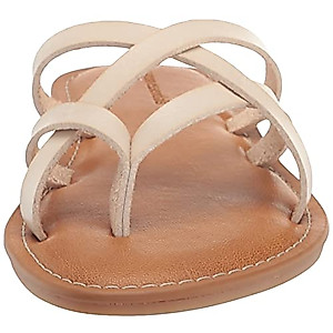 Amazon Essentials Women's Strappy Slide Flat Sandal, Light Beige, 8