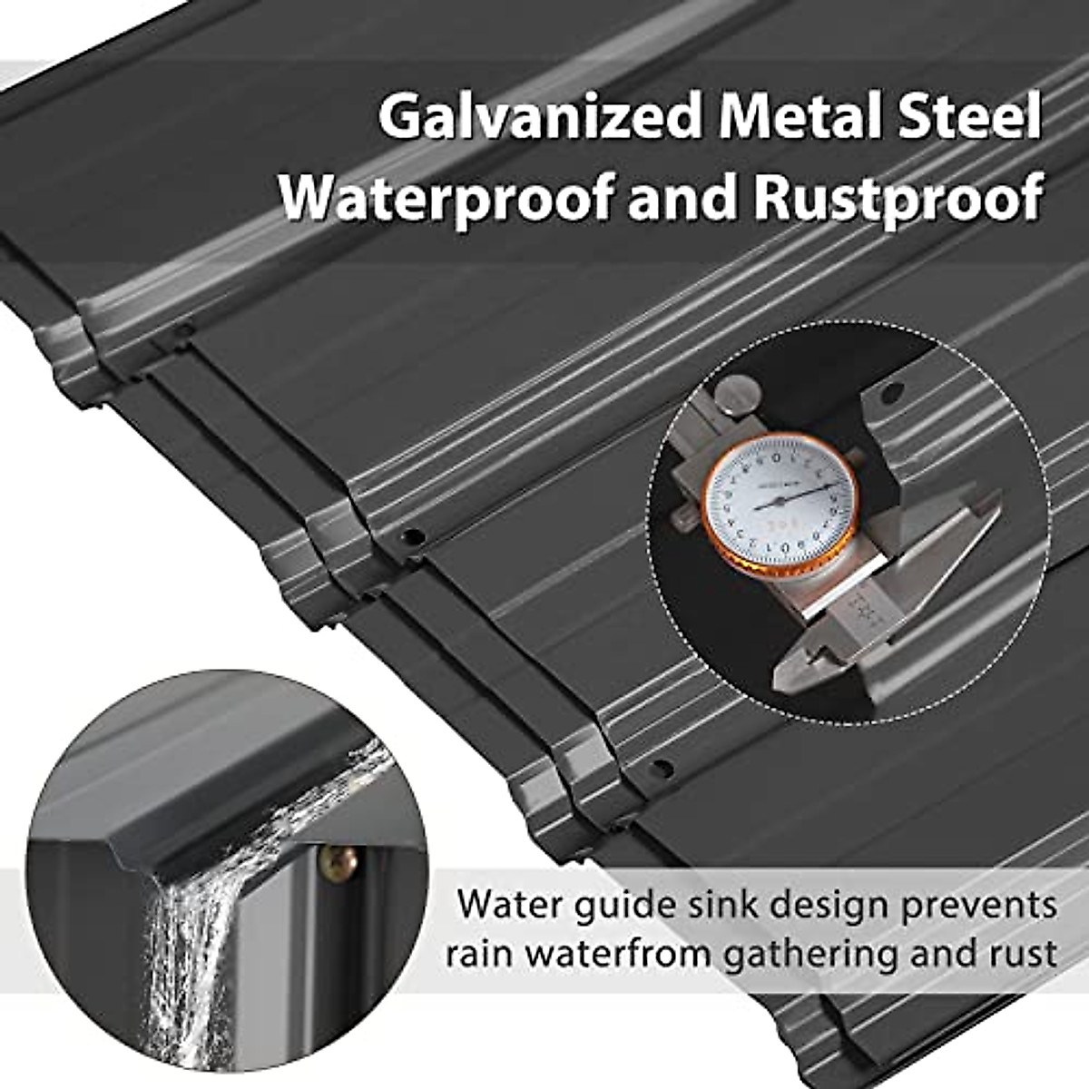 Verano Garden 5'x3' Outdoor Storage Shed, Galvanized Metal Steel Garden Shed W/Lockable Door, Small Waterproof Storage Shed for Backyard, Patio, Lawn (5' x 3',Black)