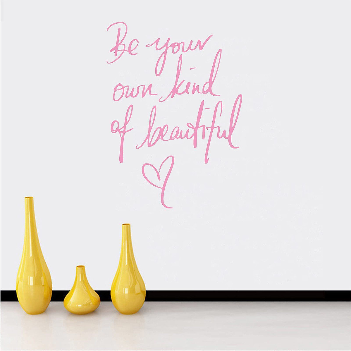 Be Your Own Kind of Beautiful Vinyl Wall Decals Sayings Pink Art Lettering Wall Stickers Decor Wallpaper for Girls Women Bedroom Living Room Background Home Decoration