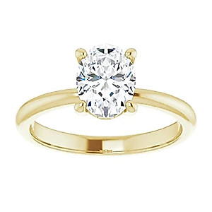 10K Solid Yellow Gold Handmade Engagement Rings, 1 CT Oval Cut Moissanite Diamond Solitaire Wedding/Bridal Rings for Women/Her, Minimalist Anniversary Ring Gifts (4.5)