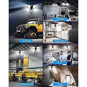 Motion Sensor Garage Light, 150W Deformable LED Garage Light, Super Bright 15000LM Garage Lights with Motion, Ultra Bright Garage Lights Motion Activated LED Shop Light for Garage, Workshop, Basement