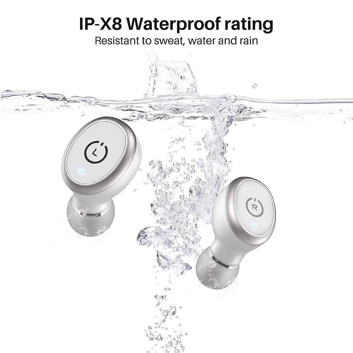 TOZO T10 (Classic Edition) Bluetooth 5.3 Wireless Earbuds with Wireless Charging Case IPX8 Waterproof Stereo Headphones in Ear Built in Mic Headset Premium Sound with Deep Bass for Sport White