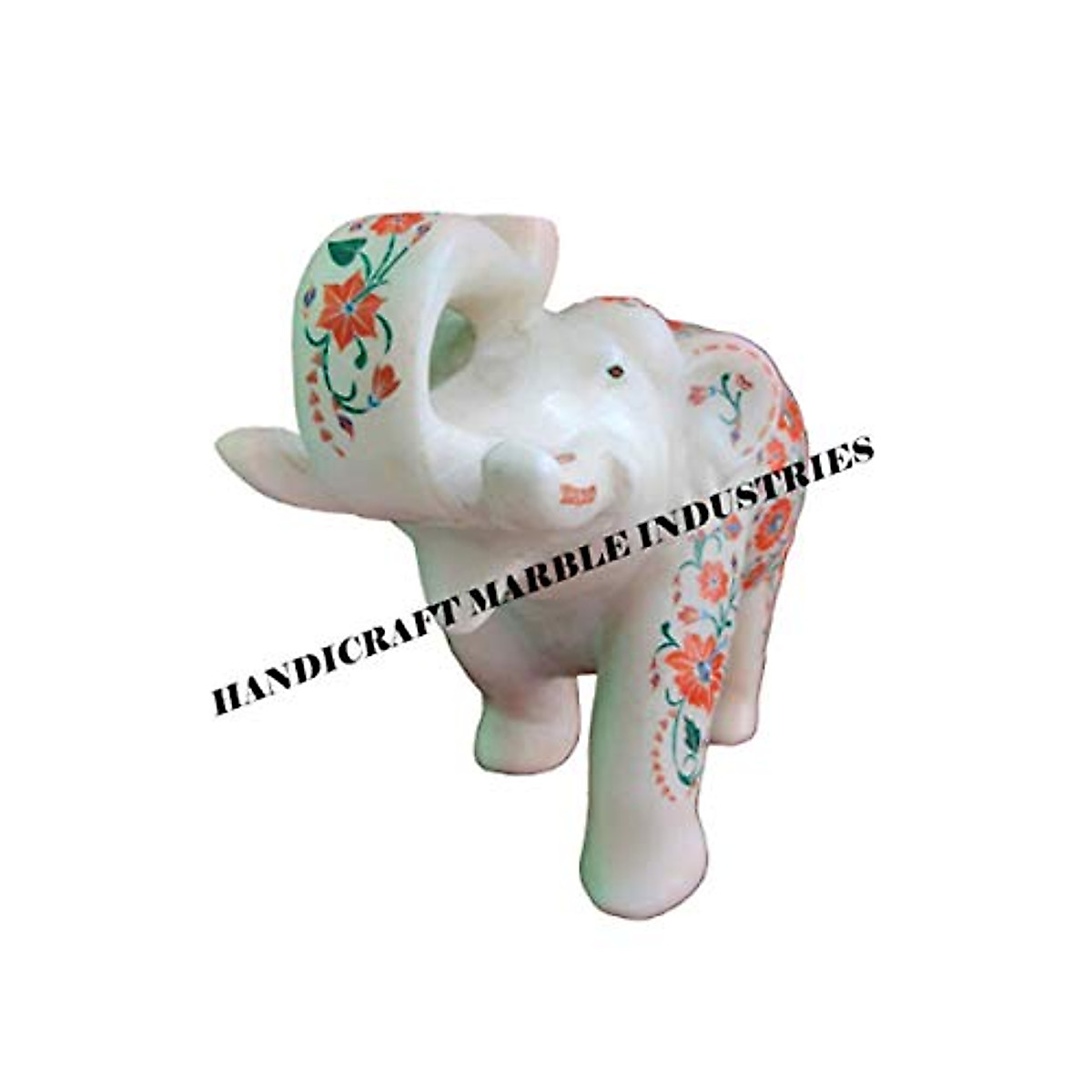 8" Inch White Marble Elephant, White Marble Inlay Elephant, Elephant Figurine, Marble Stone Elephant, Coral Stone Inlay, Elephants Disney Plus, Elephant Island, Virtual White Elephant
