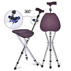 M-GYG Folding Canes with Seat Walking Stick Cane and Chair Combo Height Adjustment 350lbs Capacity