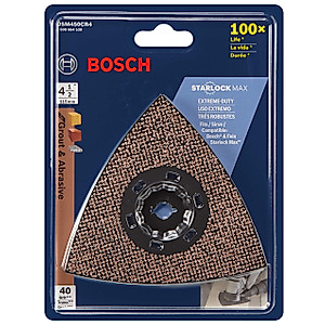 BOSCH OSM450CR4 1-Piece StarlockMax 40-Grit Oscillating Multi-Tool Carbide Delta Sanding Pad for Extreme-Duty Application in Grout and Abrasive
