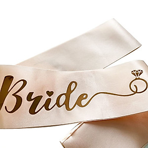 NAUXIUDSJS Bride to Be Sash, Bachelorette Party Supplies Engagement Party Favors, Bridal Shower Sashes Bachelor Decorations Just Married Gift Engaged Decor Accessories,Rose Gold