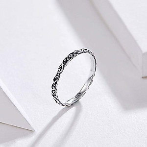 Lorrifal 925 Sterling Silver Handmade Fashion Retro Women's Plain Thin Ring Promise Love for Her | 2mm Width Comfort Fit Multi Size 7