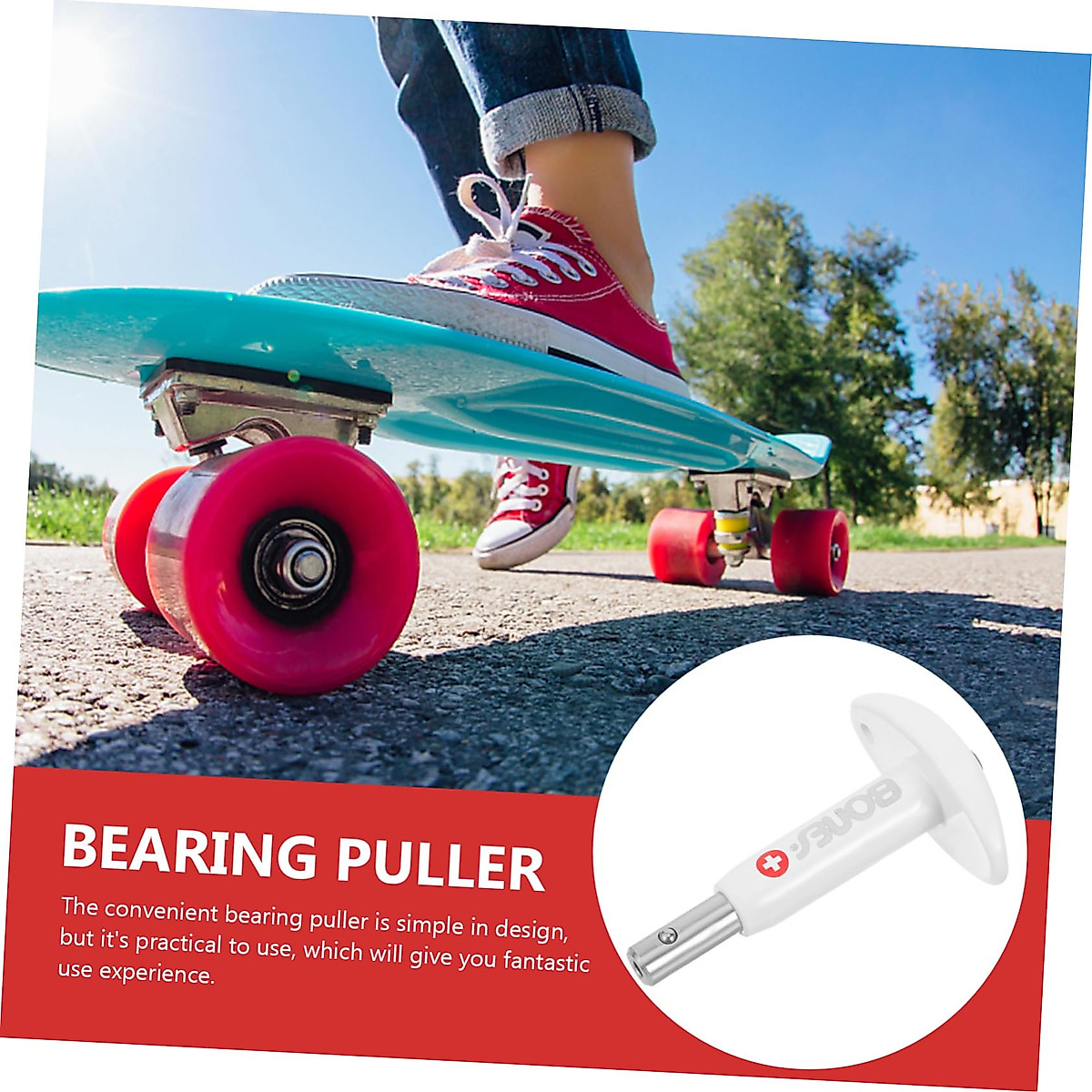 TIDTALEO Skateboard Remover Metal Bearing Pullers Hub Puller Skateboard Bearings Remover Tool Roller Skate Bearing Tools Roller Skating Accessories Wheel Driver White Stainless Steel